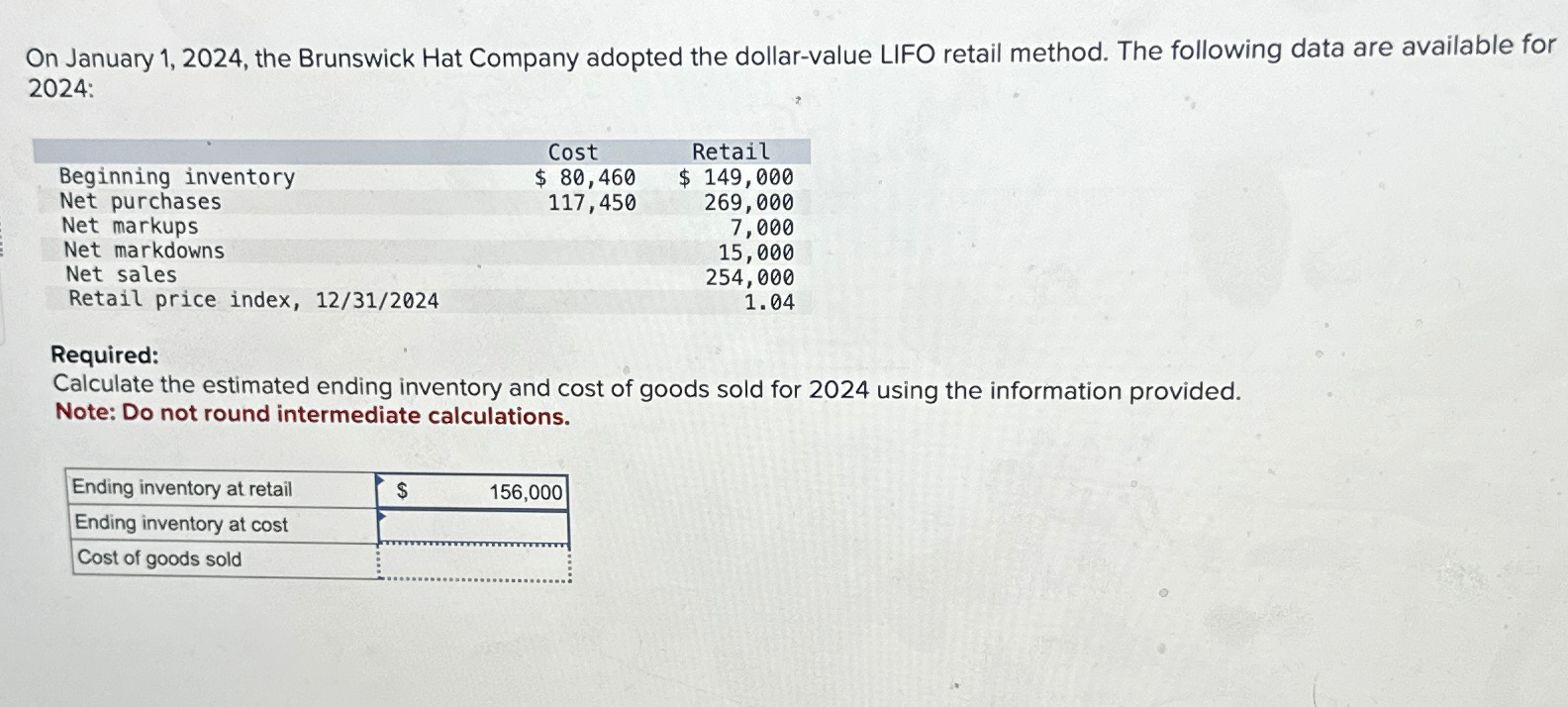 Solved On January 1, 2024, ﻿the Brunswick Hat Company | Chegg.com