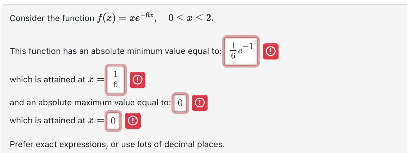 Solved Consider the function f(x)=xe-6x,0≤x≤2.This function | Chegg.com