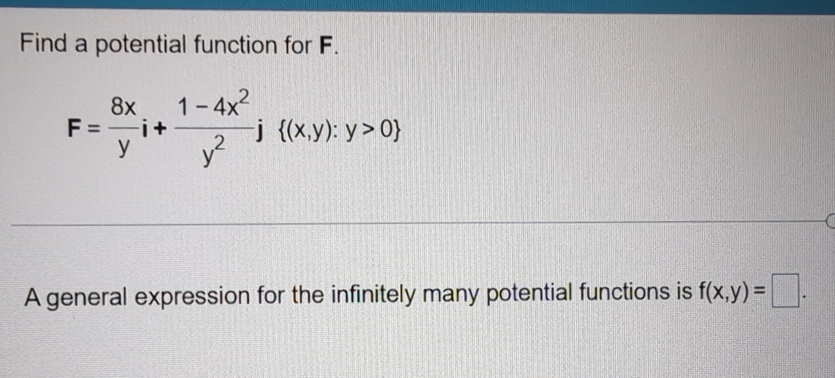 Solved Find a potential function for | Chegg.com