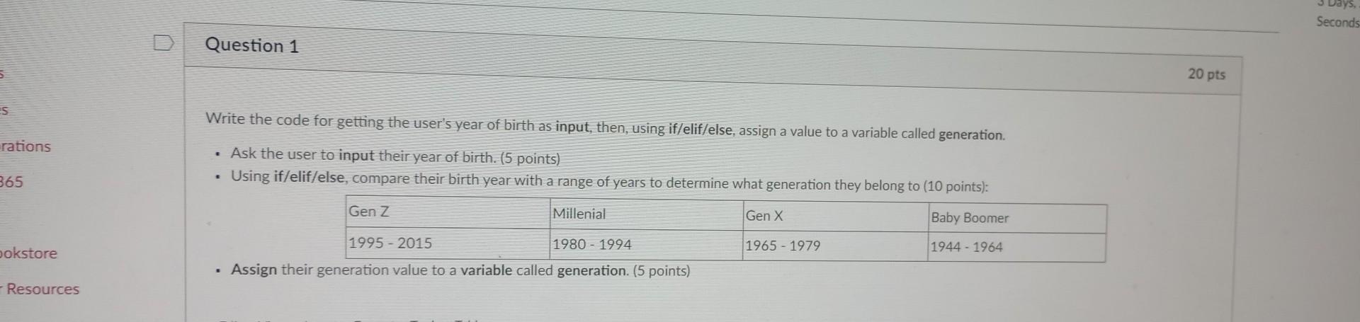 Solved Write the code for getting the user's year of birth | Chegg.com