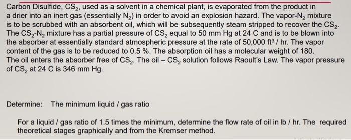 Solved Carbon Disulfide, CS2, used as a solvent in a | Chegg.com