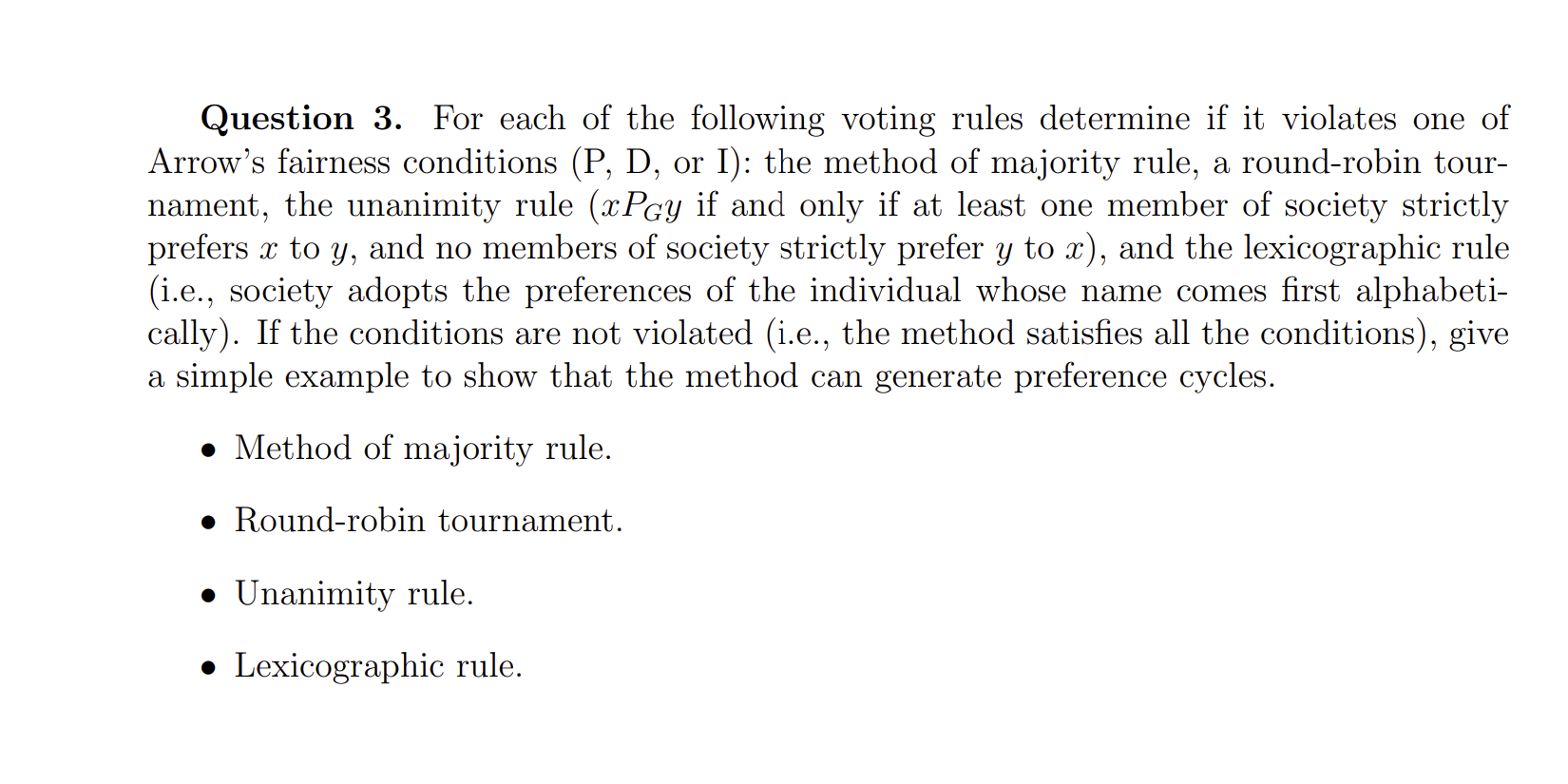 Solved Question 3. ﻿For each of the following voting rules | Chegg.com