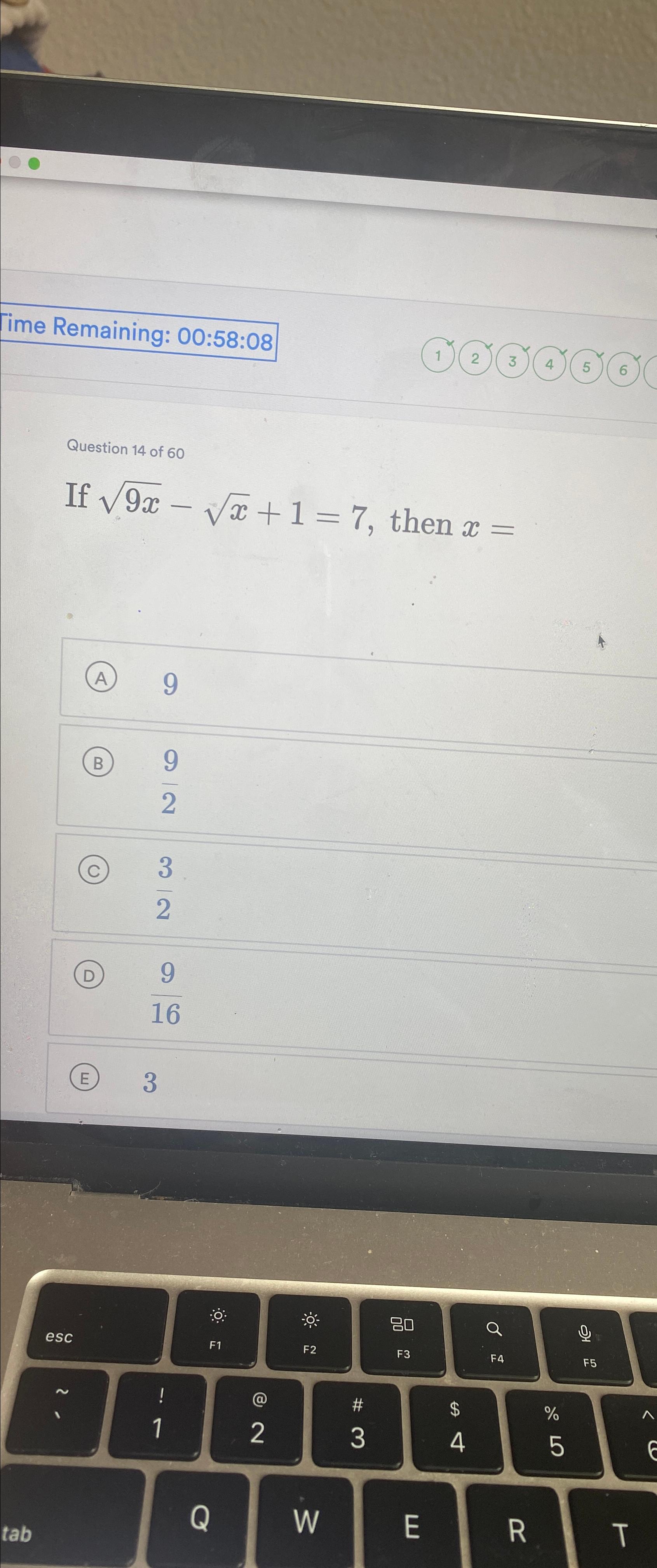 Solved Time Remaining: 00:58:08(1)(2)(3)(4)(6)Question 14 | Chegg.com