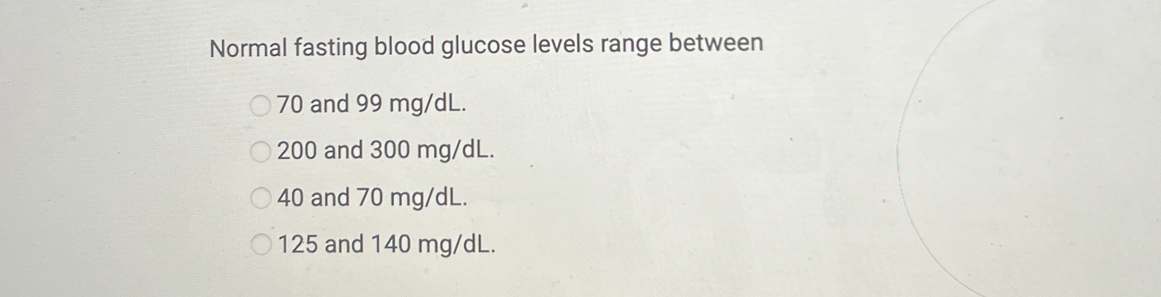 Solved Normal fasting blood glucose levels range between70 | Chegg.com