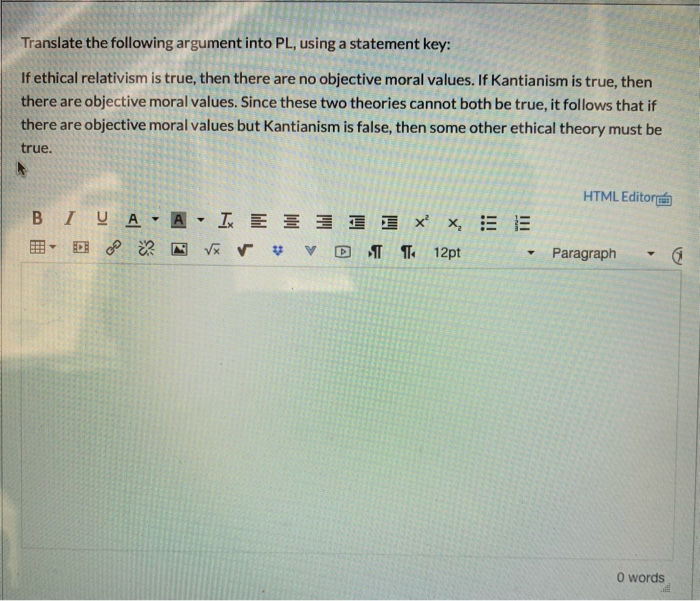 Solved Translate the following argument into PL, using a | Chegg.com