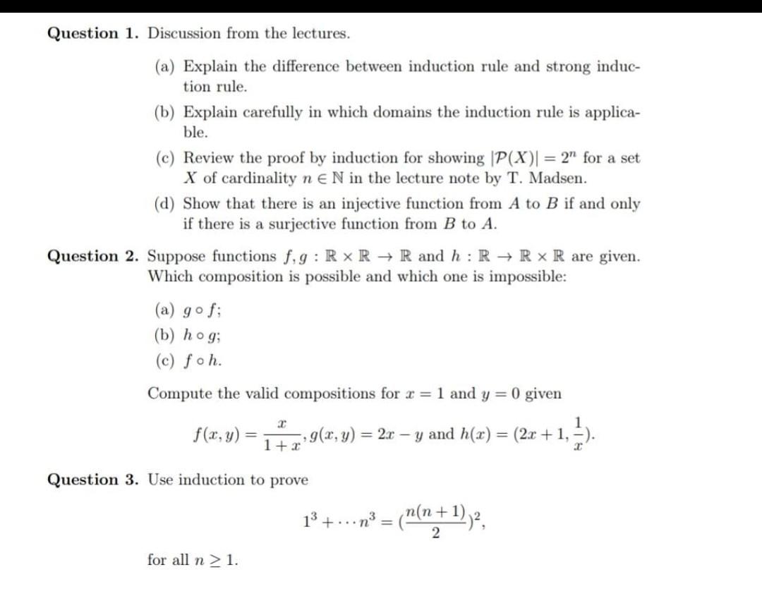 Solved Question 1. Discussion from the lectures. (a) Explain | Chegg.com