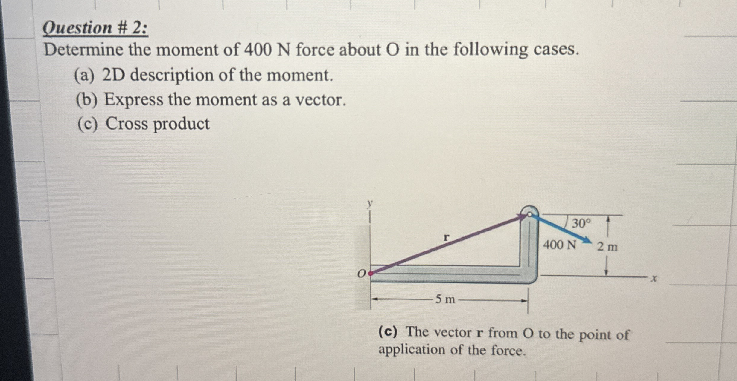 Solved by an EXPERT Ouestion # 2:Determine the moment of 400 ﻿N force ...