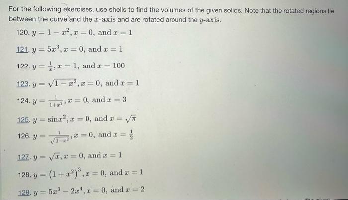 Solved For the following exercises, use shells to find the | Chegg.com