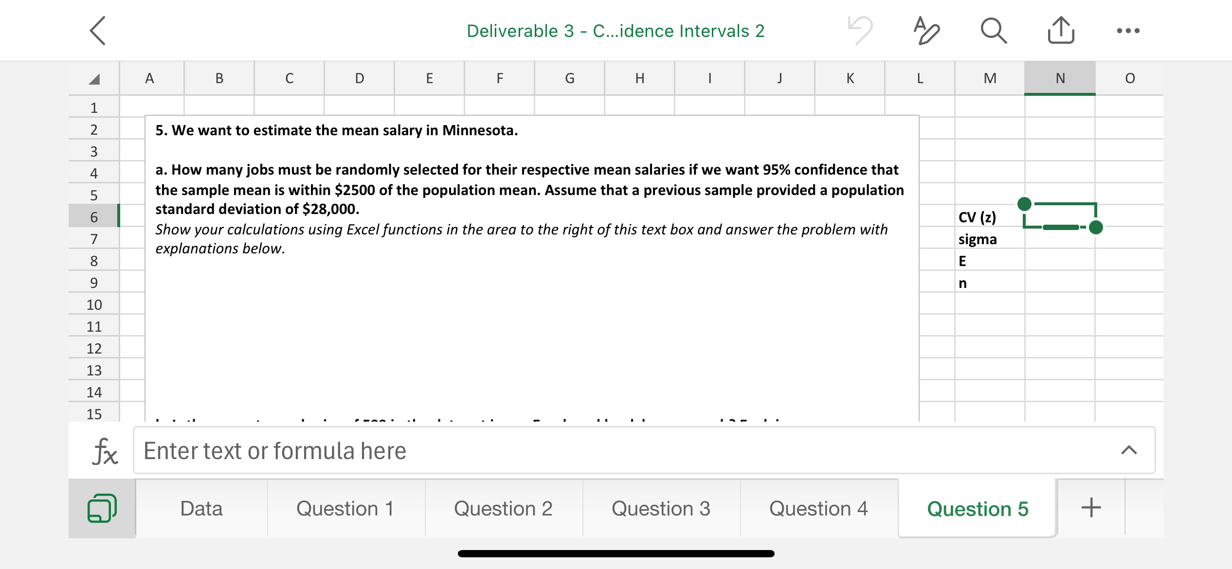 Solved Deliverable 3 - ﻿C...idence Intervals | Chegg.com