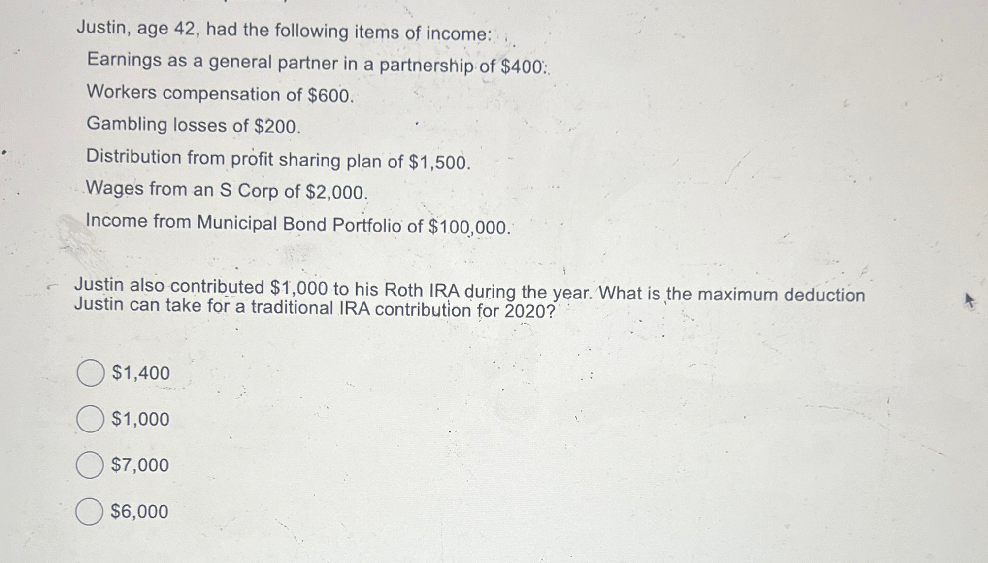 Solved Justin, age 42, ﻿had the following items of | Chegg.com