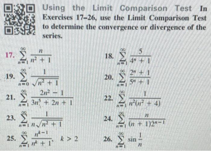 Solved Using the Limit Comparison Test In Exercises 17–26, | Chegg.com
