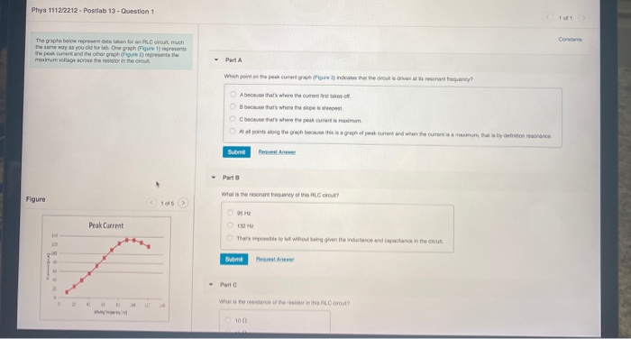 Solved Phys 11122212 - Postlab 13 - Question 1 Toft Com | Chegg.com