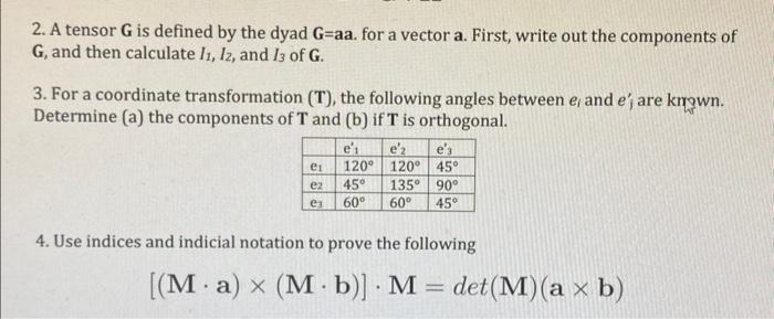 Solved 2. A tensor G is defined by the dyad G=aa. for a | Chegg.com