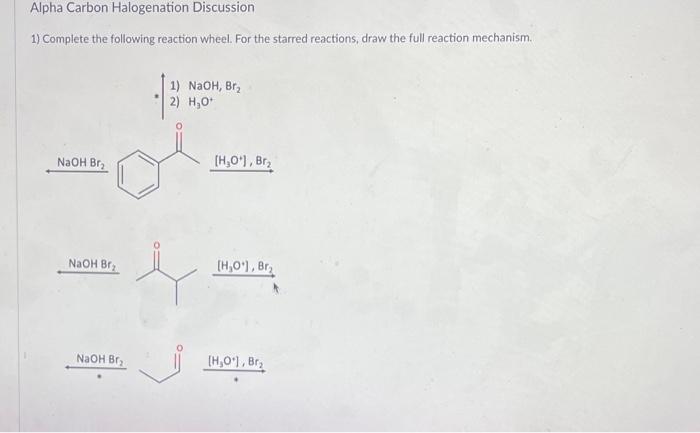 Solved Alpha Carbon Halogenation Discussion 1) Complete the | Chegg.com