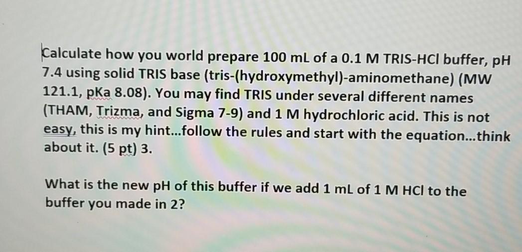 Solved Calculate how you world prepare 100 mL of a 0.1 M | Chegg.com