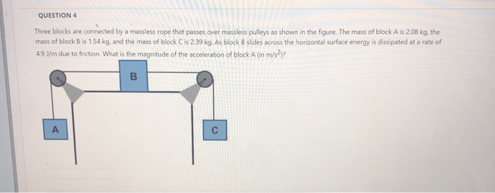Solved QUESTION 4 Three blocks are connected by a massless | Chegg.com