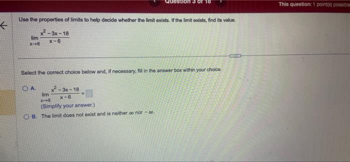 Solved Use the properties of limits to help decide whether | Chegg.com