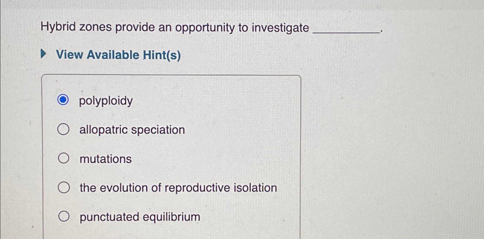 Solved Hybrid zones provide an opportunity to | Chegg.com