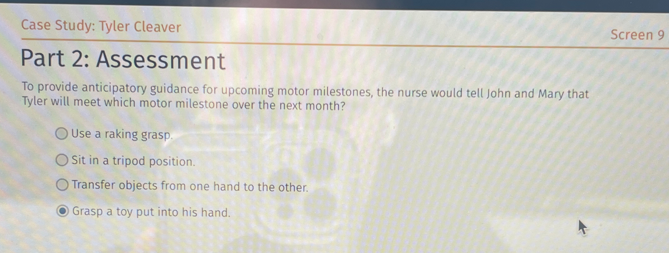 Solved Case Study: Tyler CleaverScreen 9Part 2: AssessmentTo | Chegg.com