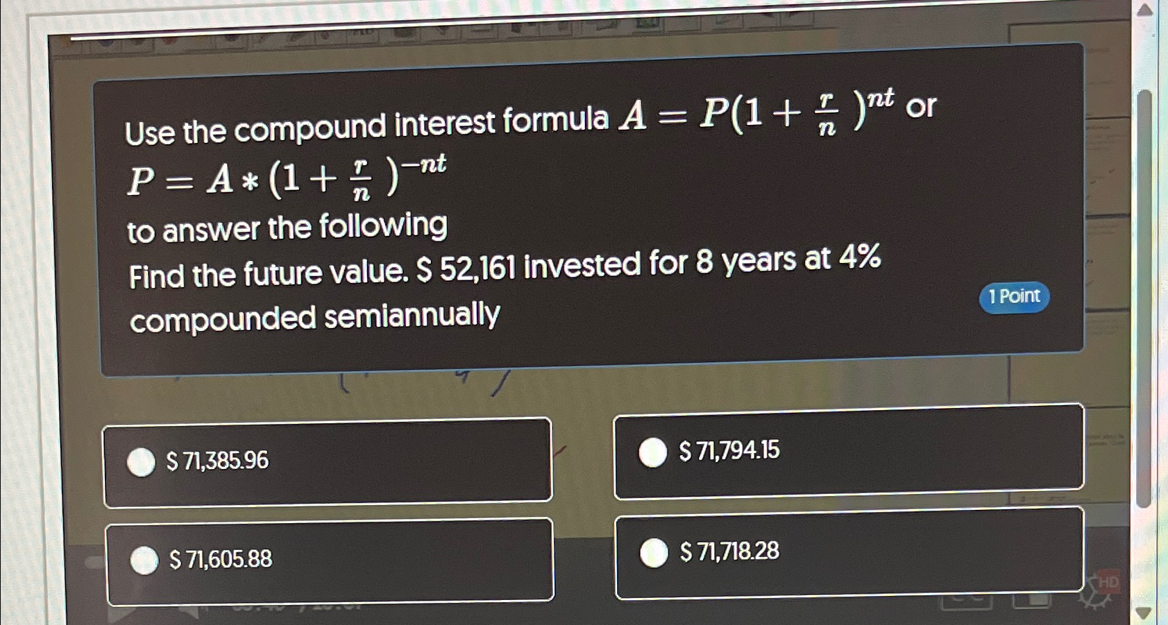 Solved Use the compound interest formula A=P(1+rn)nt ﻿or | Chegg.com