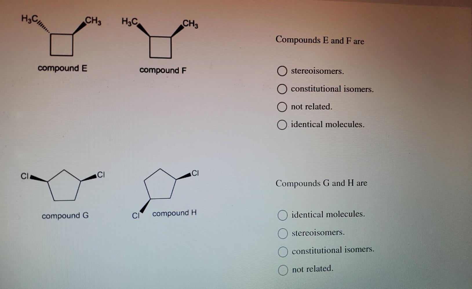 Solved Identify each pair of compounds as constitutional | Chegg.com