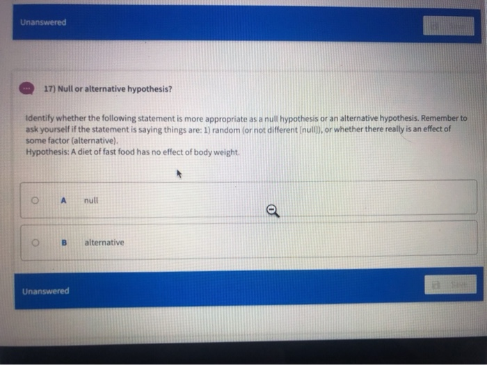 Solved Unanswered 16) Null or Alternative hypothesis? Grades | Chegg.com