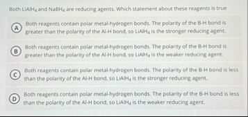 Solved Both LiANH4 ﻿and NaBH4 ﻿are reducing agents. Which | Chegg.com