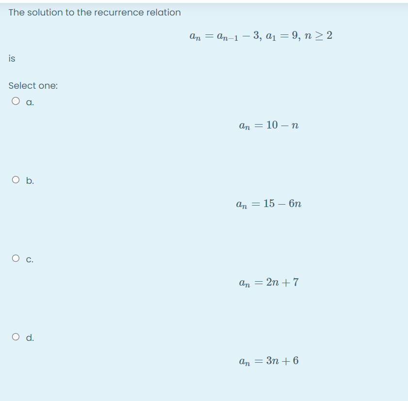 Solved The solution to the recurrence | Chegg.com