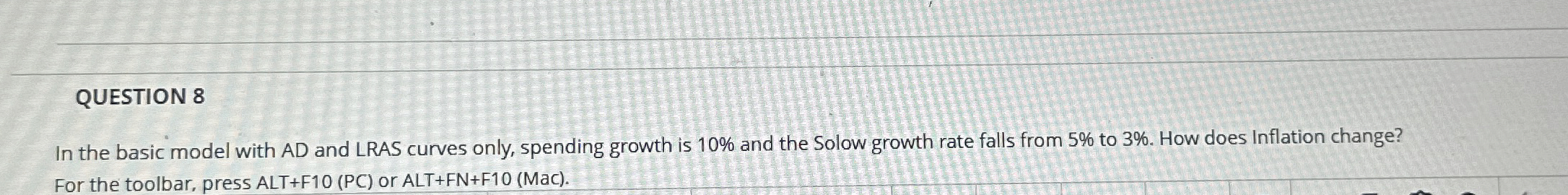 Solved QUESTION 8In the basic model with AD and LRAS curves | Chegg.com