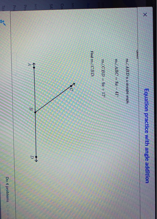 Solved X Equation practice with angle addition UIVUT MZABD | Chegg.com
