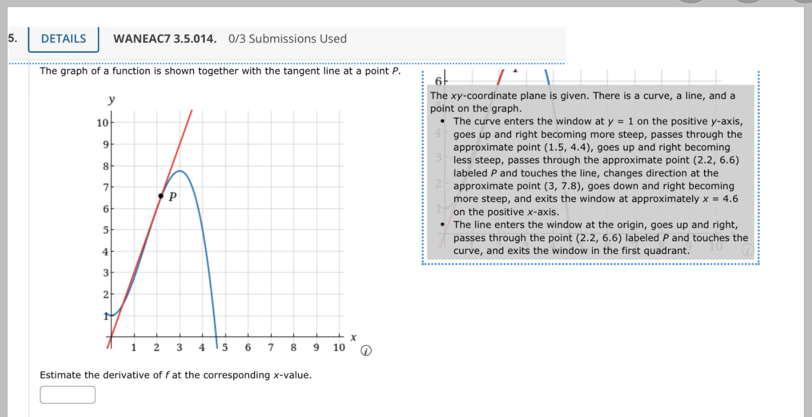 Solved WANEAC7 3.5.014. 03 ﻿Submissions UsedThe graph of a | Chegg.com