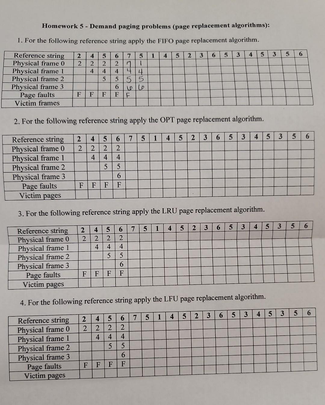 Solved Homework 5 - Demand paging problems (page replacement | Chegg.com