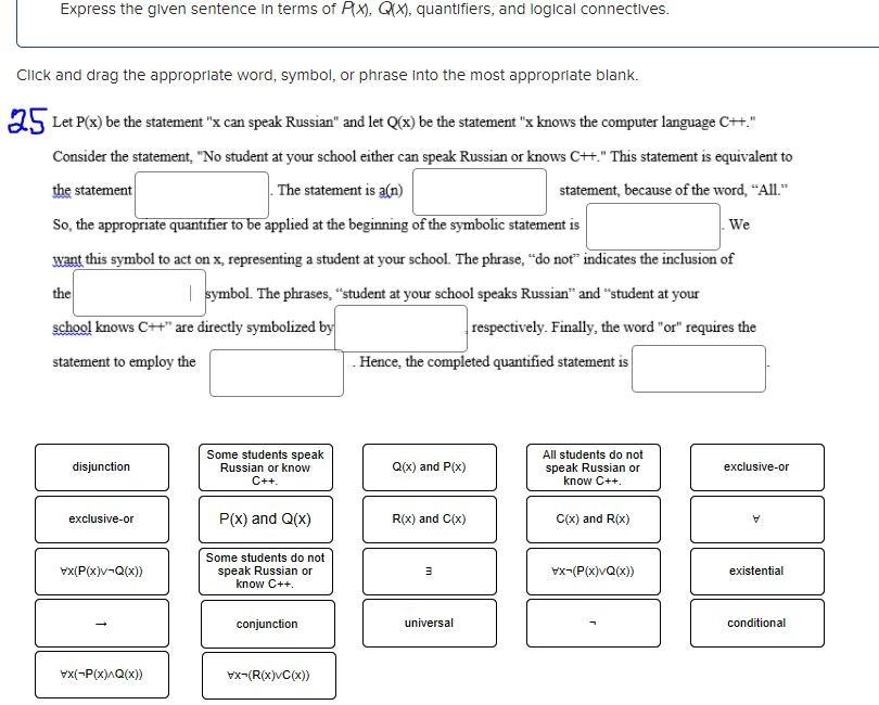 Solved Express the given sentence in terms of Px), Q(x), | Chegg.com
