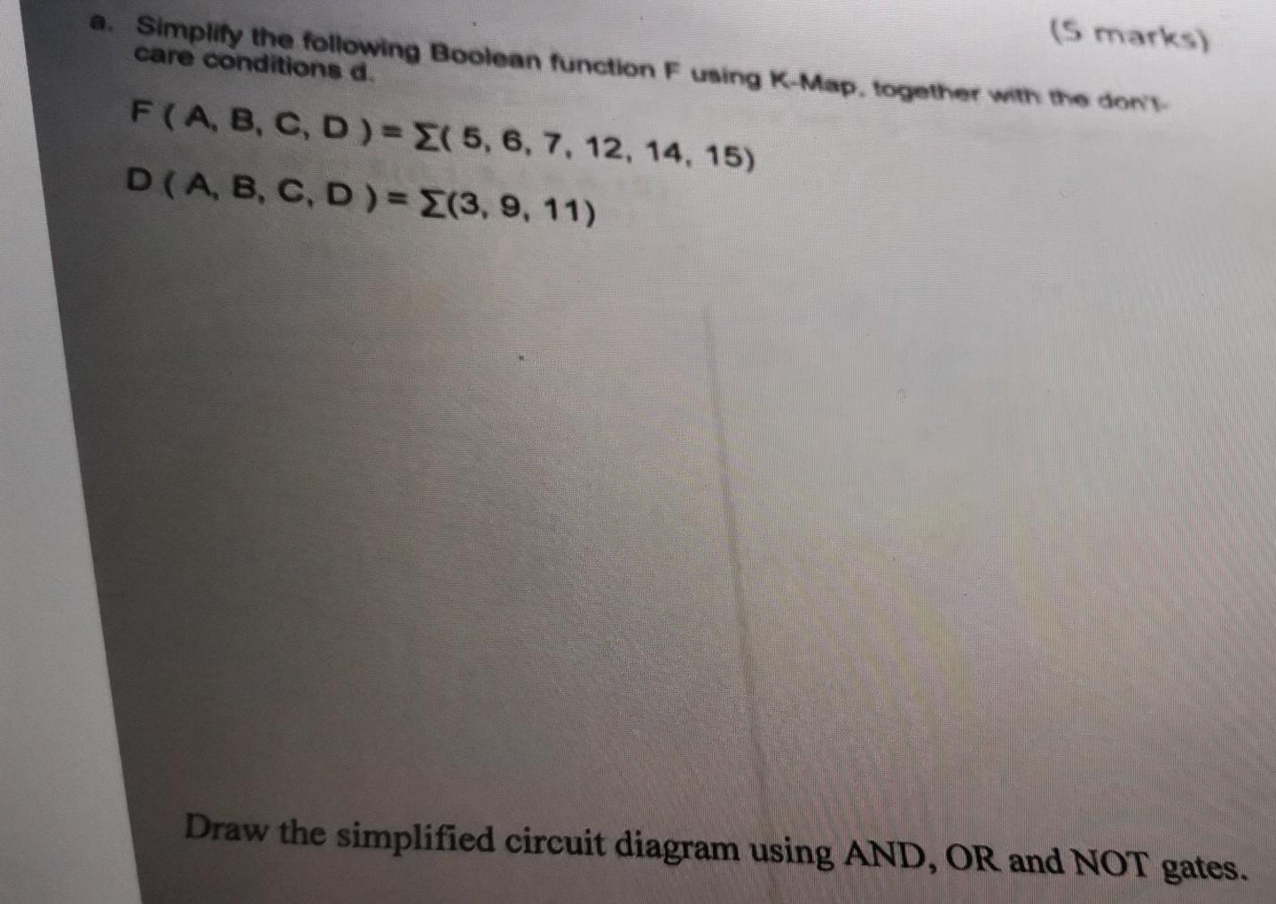 Solved (5 marks) a. Simplify the following Boolean function | Chegg.com