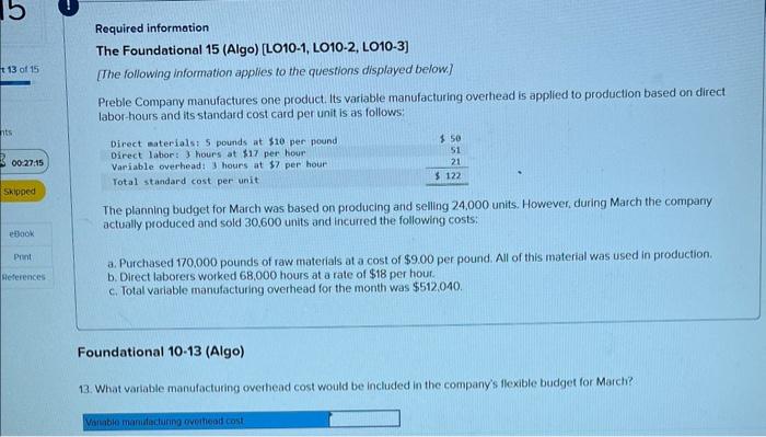 Solved The Foundational 15 (Algo) [LO10-1, LO10-2, LO10-3] | Chegg.com
