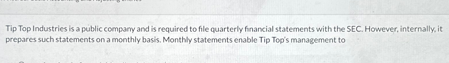 Solved Tip Top Industries is a public company and is | Chegg.com