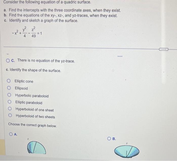 Solved Consider the following equation of a quadric surface. | Chegg.com
