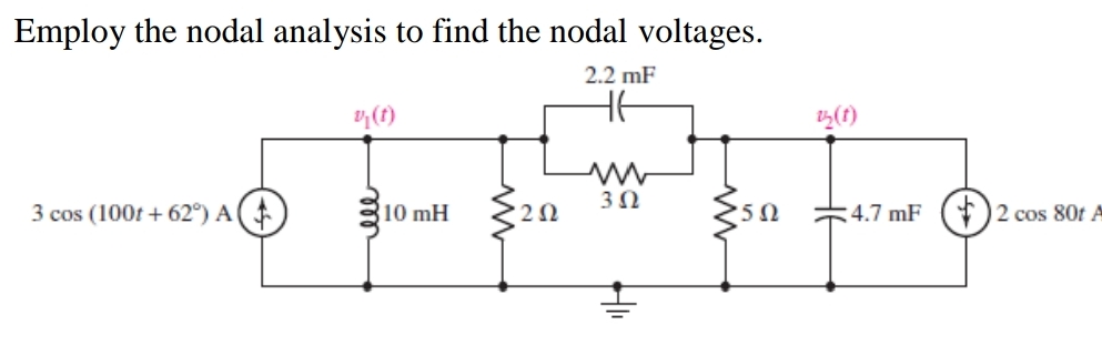 Solved Employ the nodal analysis to find the nodal voltages. | Chegg.com