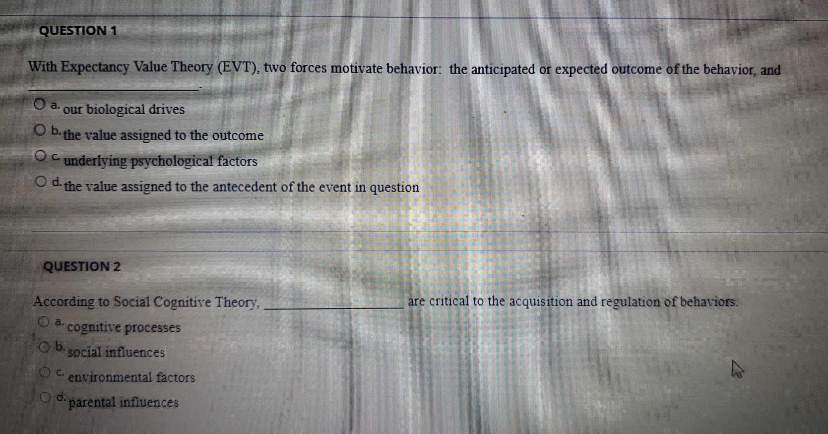 Solved QUESTION 1 With Expectancy Value Theory (EVT), two | Chegg.com