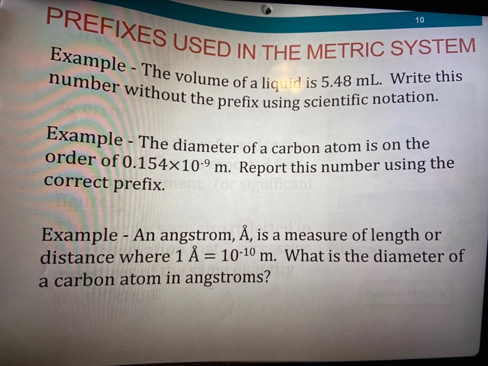 Solved 10 PREFIXES USED IN Example - The volume of a number | Chegg.com