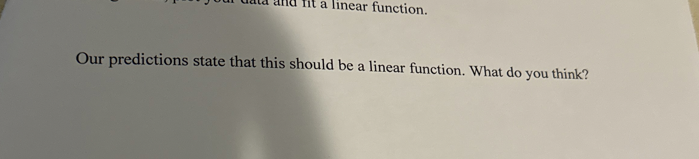 Solved Our predictions state that this should be a linear | Chegg.com