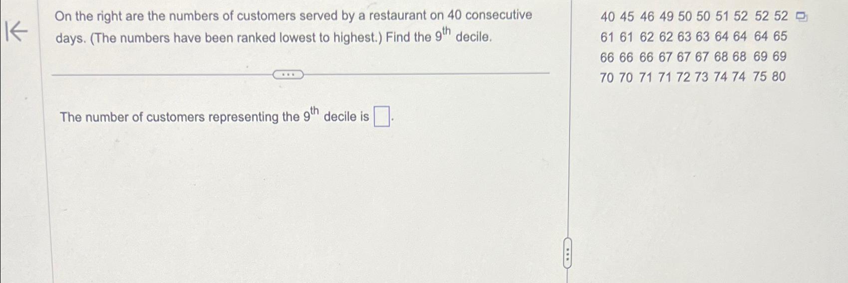 Solved On the right are the numbers of customers served by a | Chegg.com