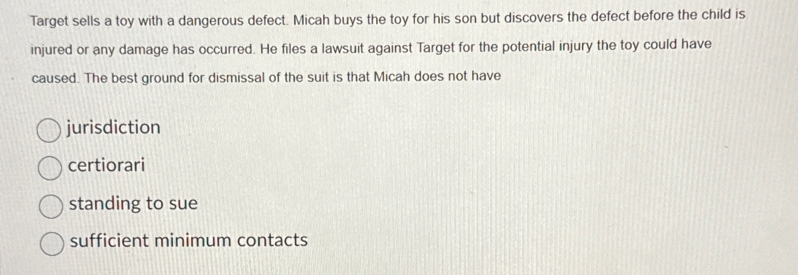 Solved Target sells a toy with a dangerous defect. Micah | Chegg.com