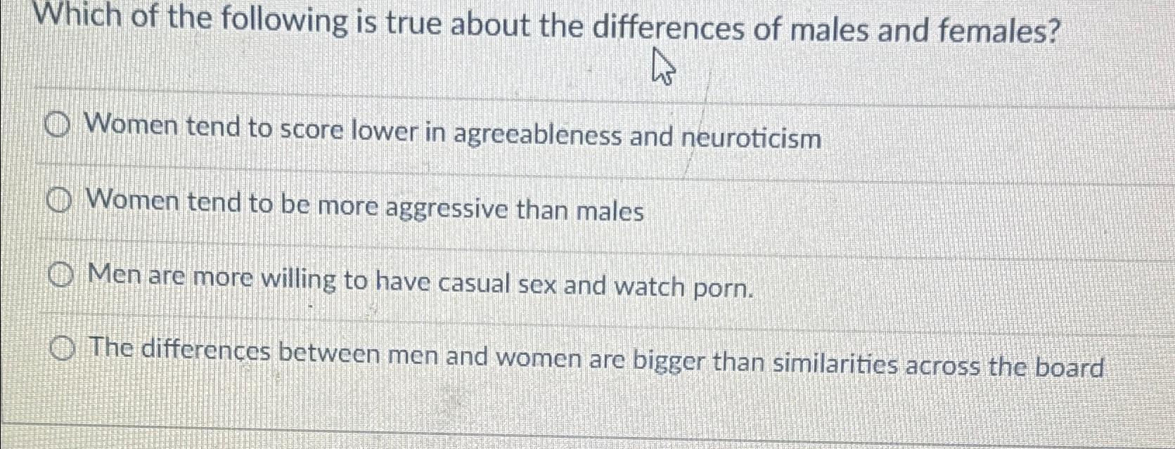 Solved Which of the following is true about the differences | Chegg.com