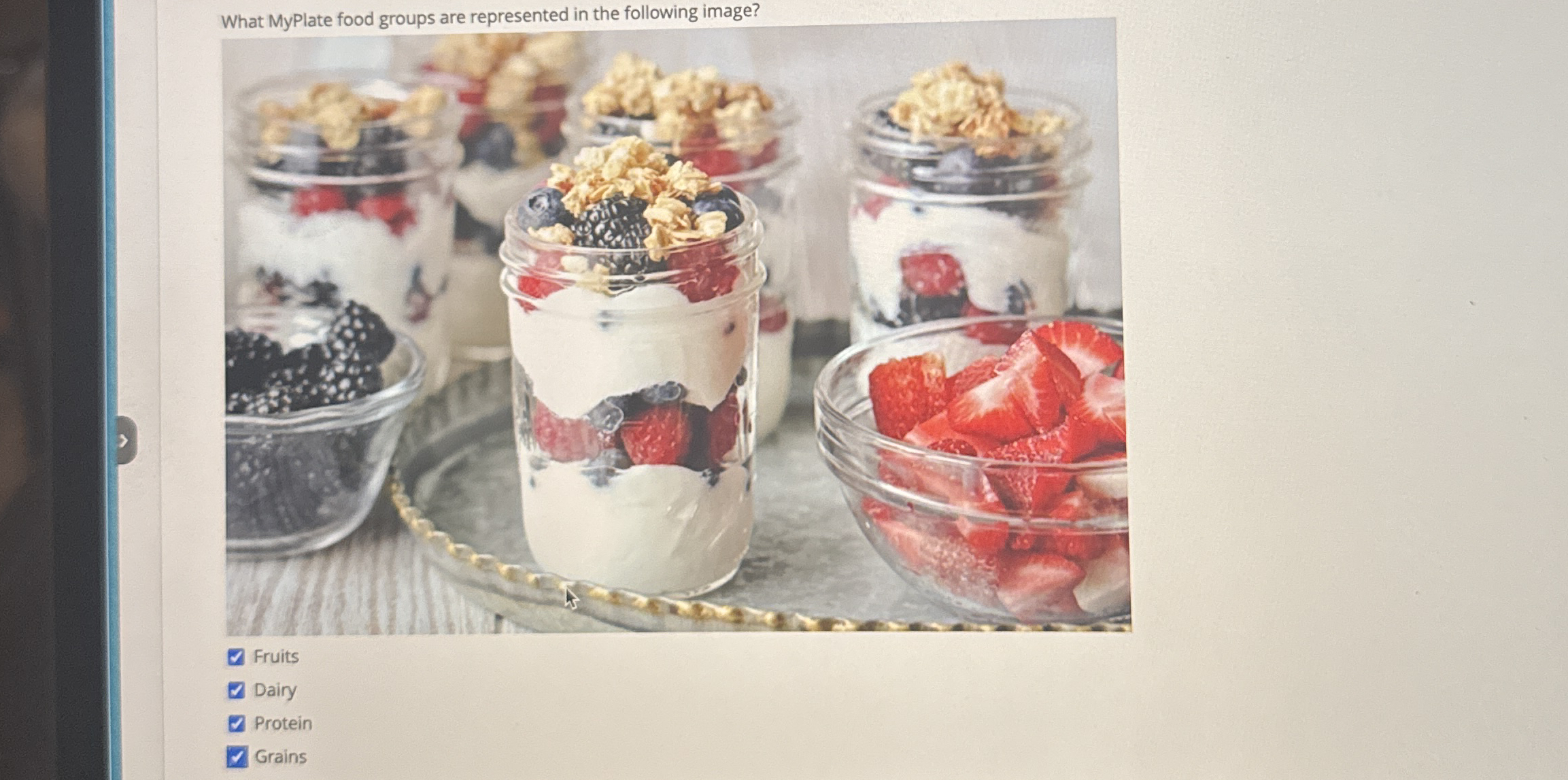 Solved What MyPlate food groups are represented in the | Chegg.com