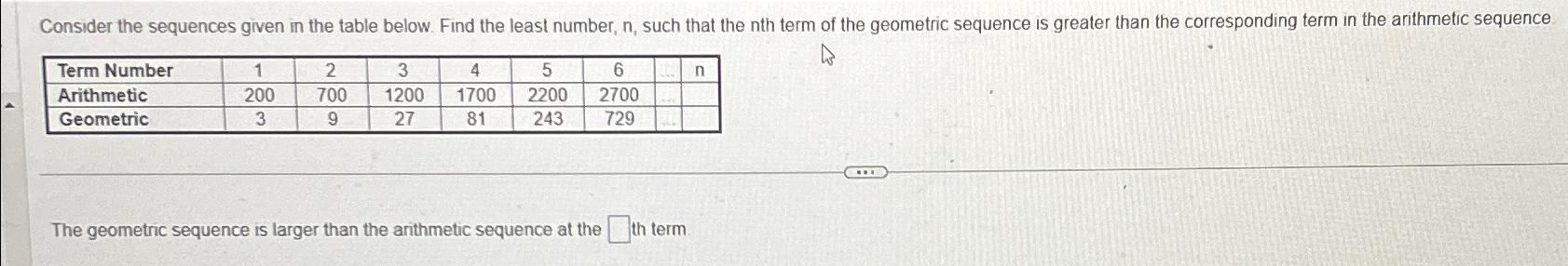 Solved Consider the sequences given in the table below. Find | Chegg.com