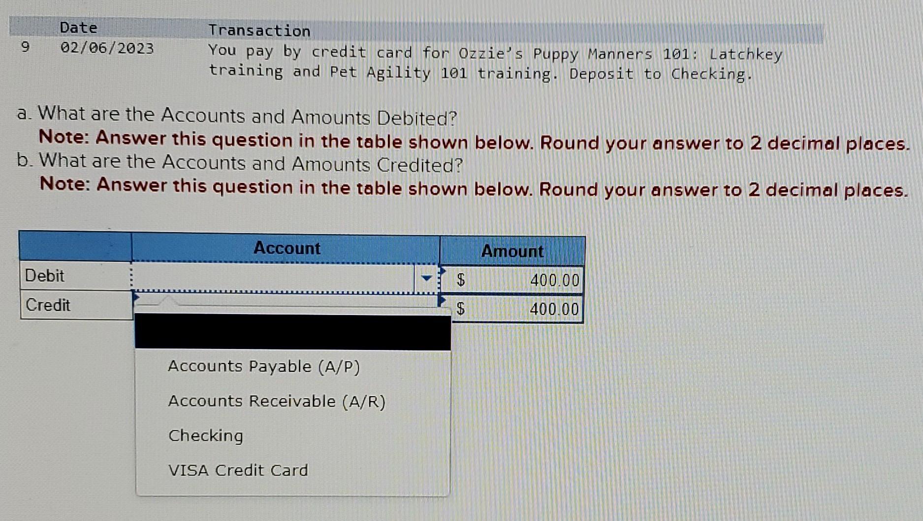 Solved a. What are the Accounts and Amounts Debited? Note: | Chegg.com