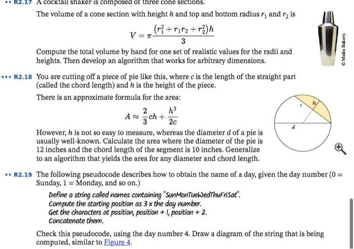 The volume of a cone section with height h and top | Chegg.com