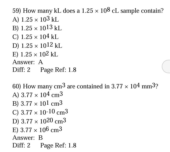 Solved How many kL does a 1.25×108cL ﻿sample | Chegg.com