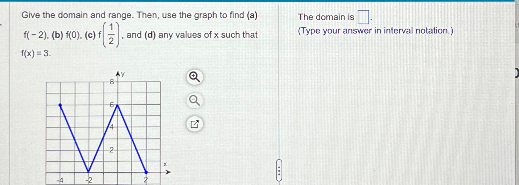 Solved Give the domain and range. Then, use the graph to | Chegg.com